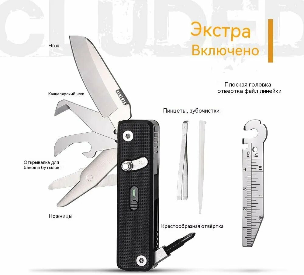 Эксклюзивный карманный мультиинструмент ROXON S504G Mini Flex с G10 рукояткой 7 функций EDC