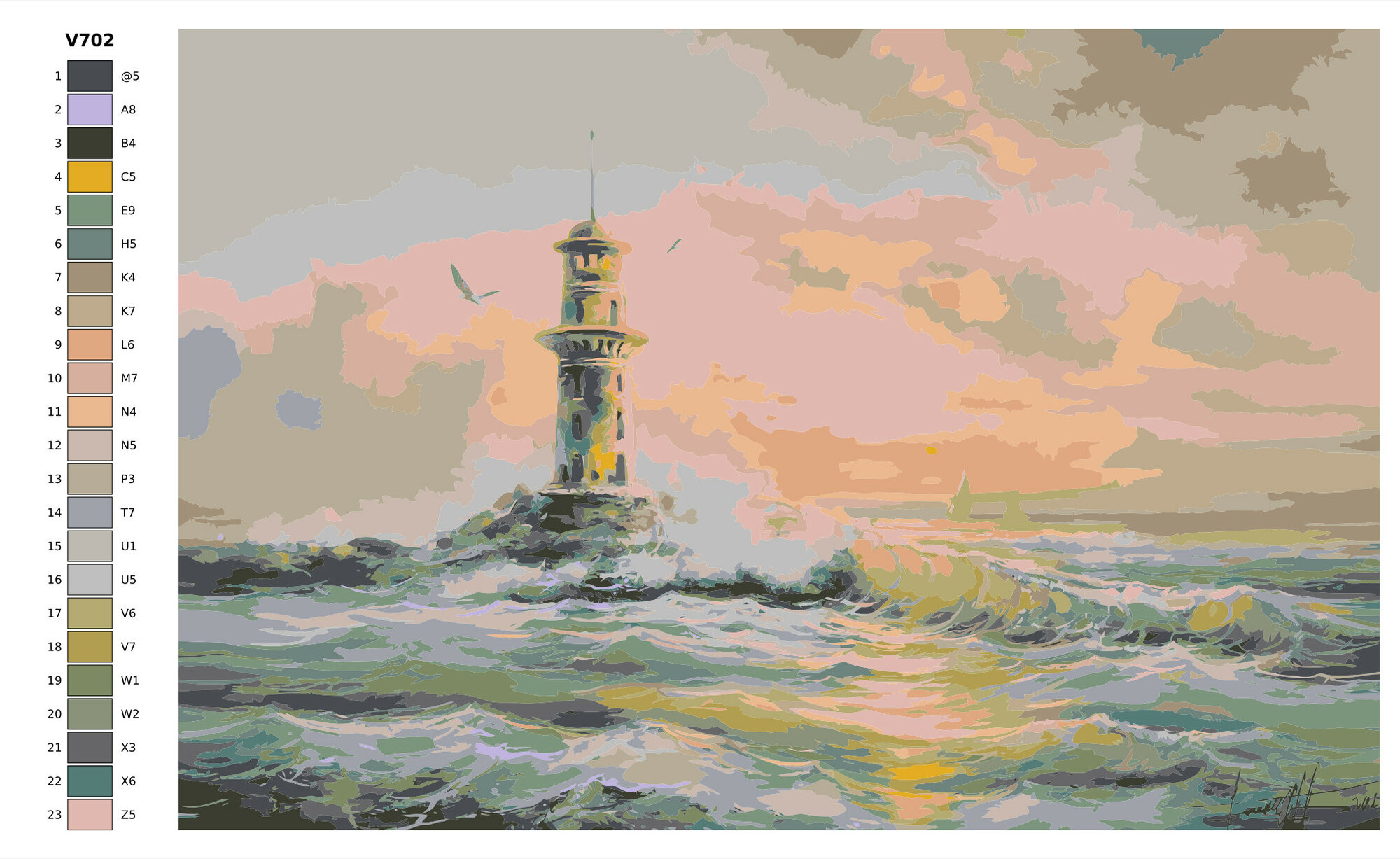 Картина по номерам V-702 "Маяк в море", 40x60 см