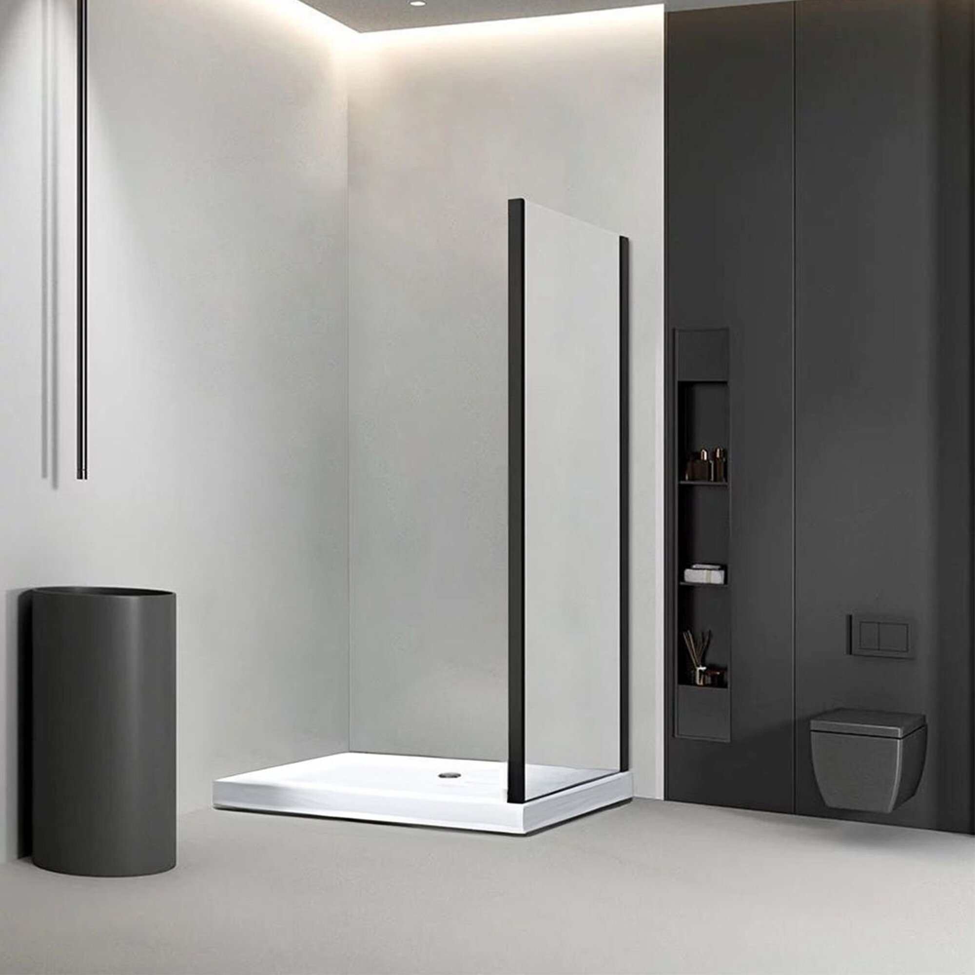 Боковая панель Veconi KP-01B KP01B-90-01-C1 910х1850 стекло прозрачное 5 мм