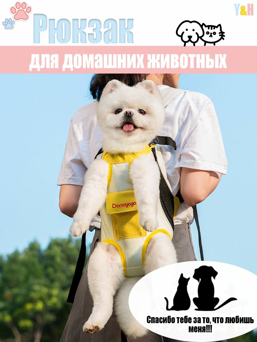 Переноска-рюкзак для собак на грудь из льна и хлопка