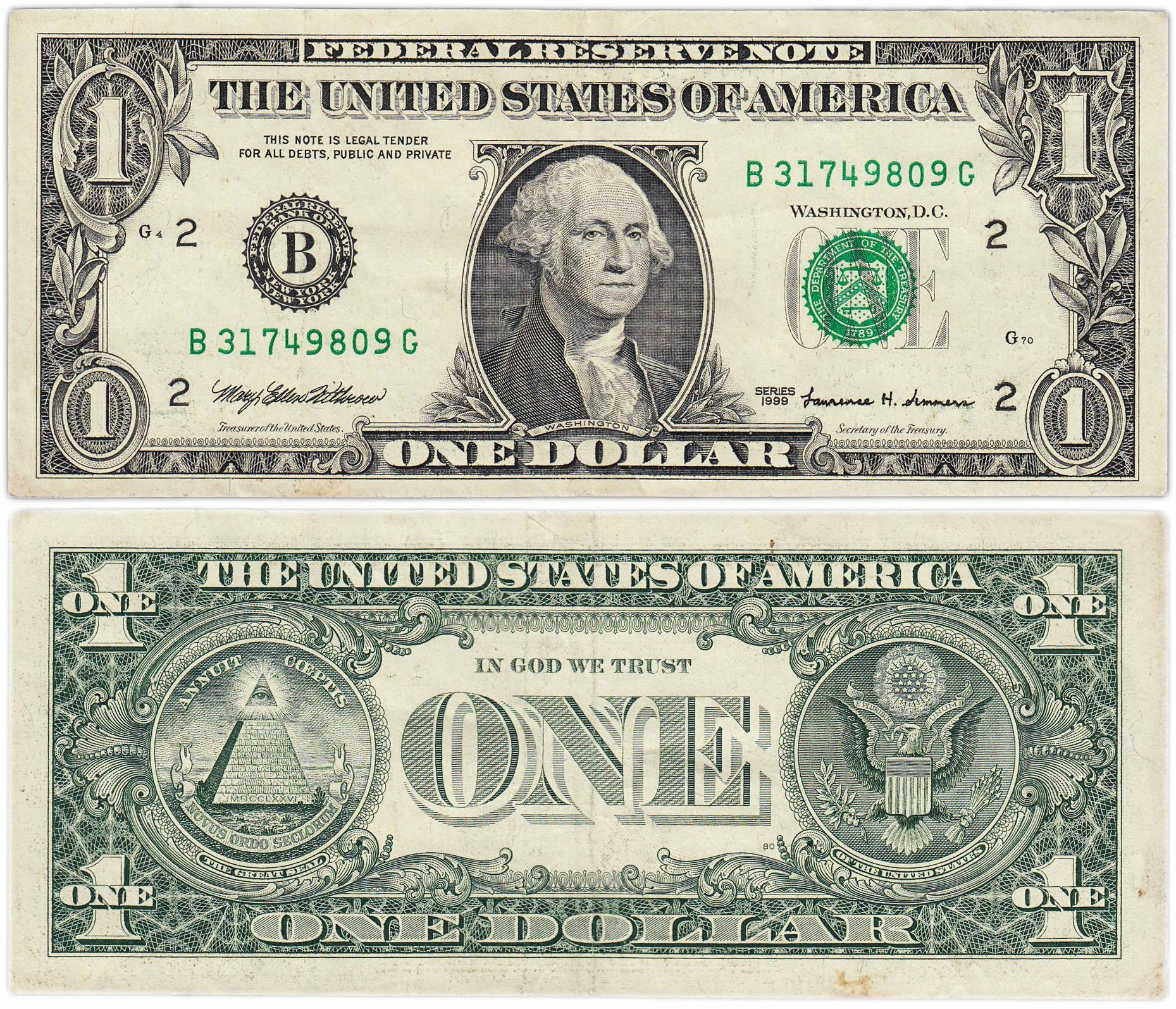 США 1 доллар 1999 B-Нью Йорк