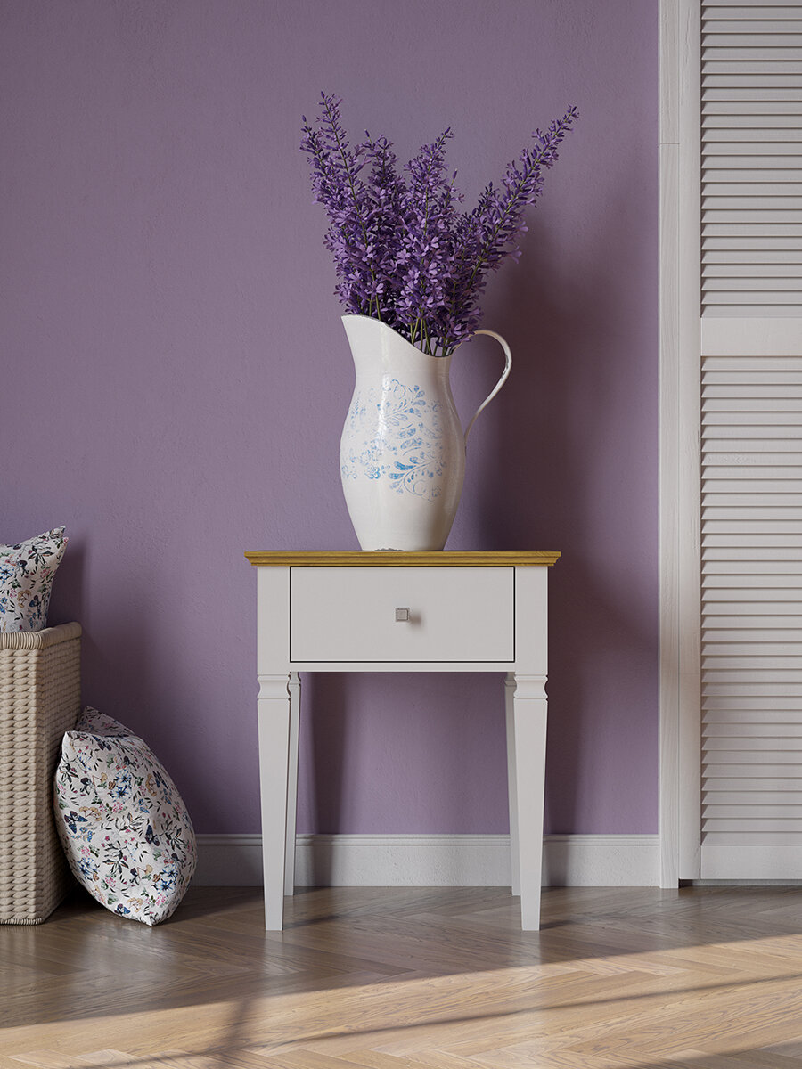 Тумба прикроватная ММЦ Спальня Ольса -С 01 (белый лак-антик 24) из массива сосны