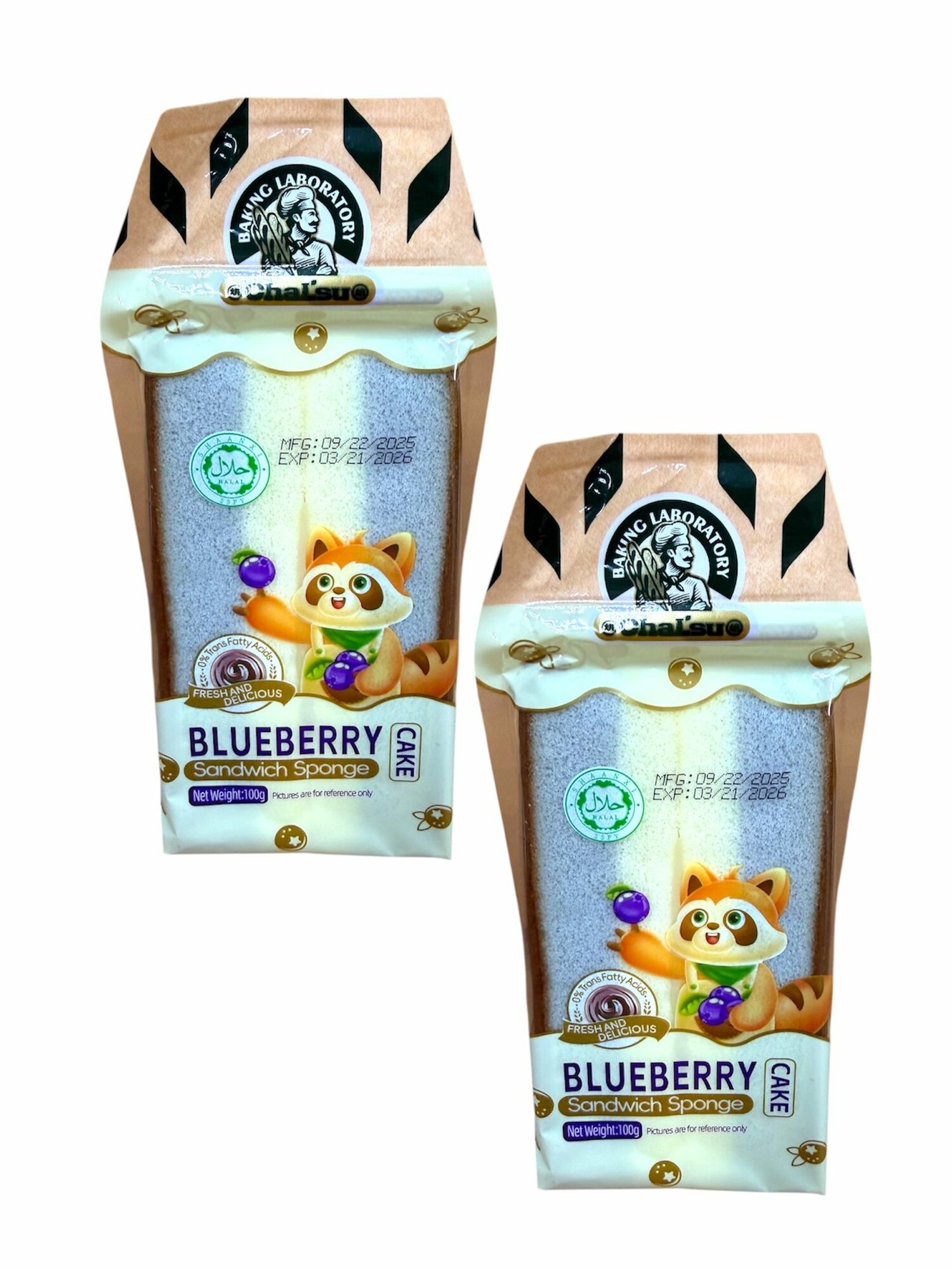 Chalsu Трехслойное пирожное-сэндвич с черничным вкусом 2 шт х100 гр