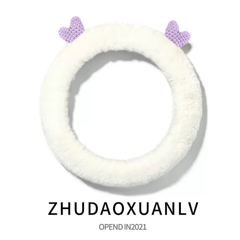 Чехол на руль автомобиля из плюша с оленьими рожками, зимний, милый, нескользящий, универсальный, защитный чехол на