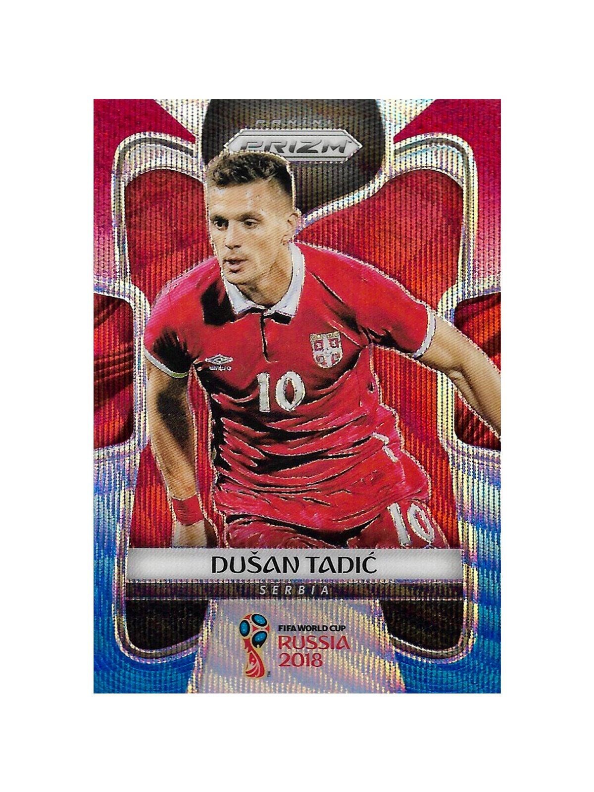 Коллекционная карточка Panini Prizm FIFA World Cup Russia 2018: #181 Dusan Tadic - Red Blue Wave