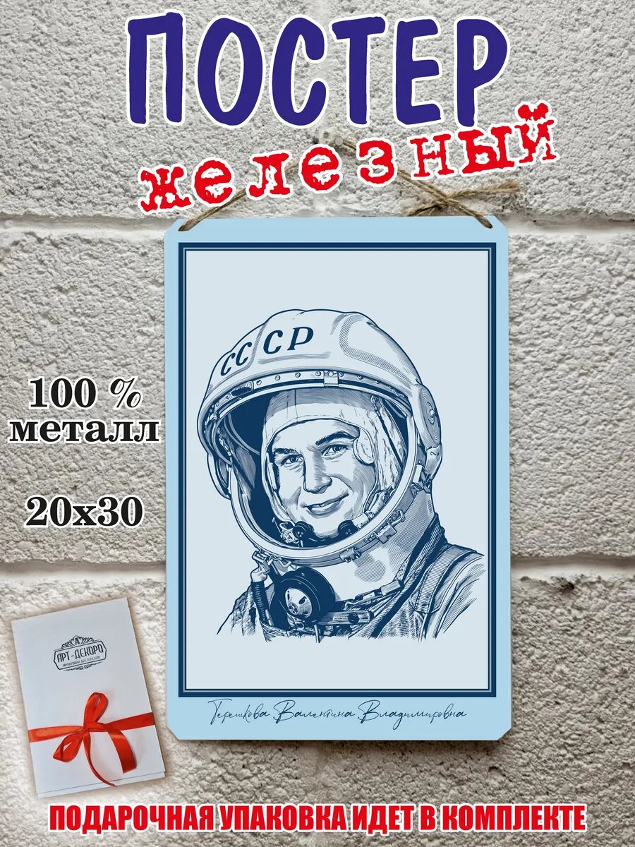 Терешкова Валентина портрет железный постер на стену