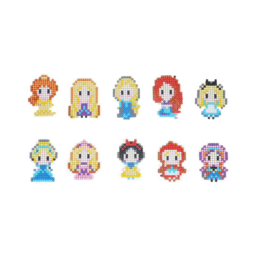 5D DIY наборы для рисования алмазными камнями Cute Cartoon Princess, 9 штук для детей и взрослых новичков, материал: канва и алмазный смолый камень, форма алмаза: круглая, тип: SS001, SS002 (дополнительно), размер каждого предмета SS001: 7*8см /