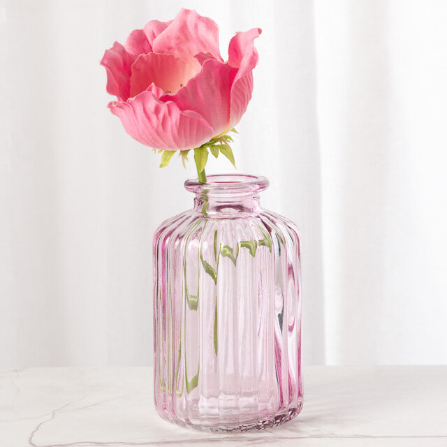 Стеклянная ваза-бутылка Уэльма 10 см нежно-розовая, Boltze, 2019331-1