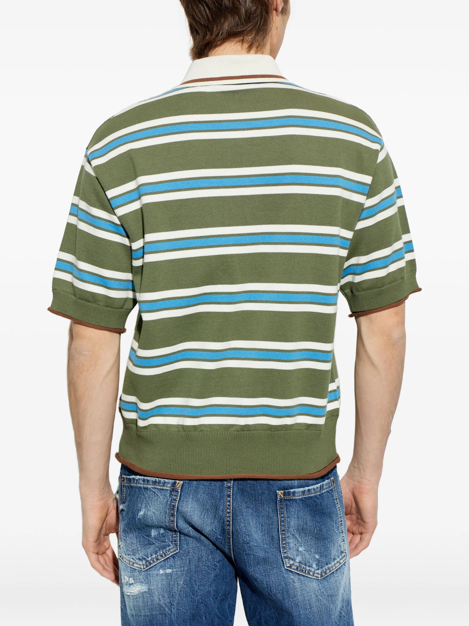 Рубашка DSQUARED2 Striped polo shirt, размер XL, зеленый, — фото 1