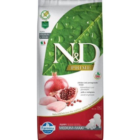 Корм сухой для собак Farmina N&D Prime курица с гранатом для щенков медиум и макси 12 кг