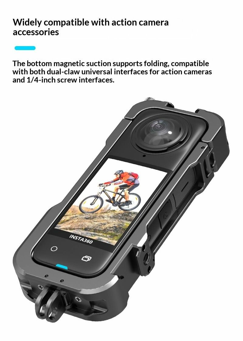 Insta360 X4 металлическая клетка, расширенная защитная рамка, ударопрочный, совместимый аксессуар (нижняя версия 2 когтя)