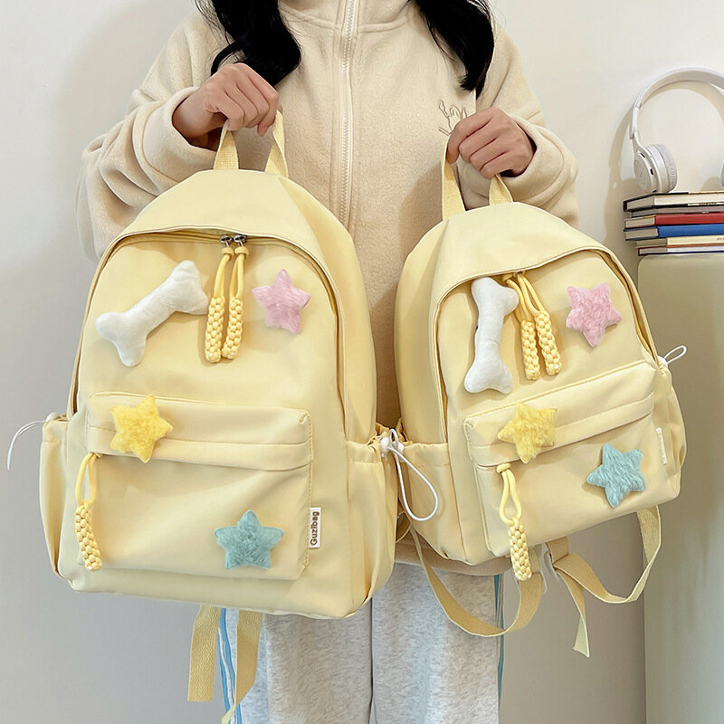 2026ins Милый рюкзак для девочек, новые мультяшные аксессуары, большая вместимость, свежий рюкзак для подростков, двойная сумка через плечо, рюкзак для начальной школы