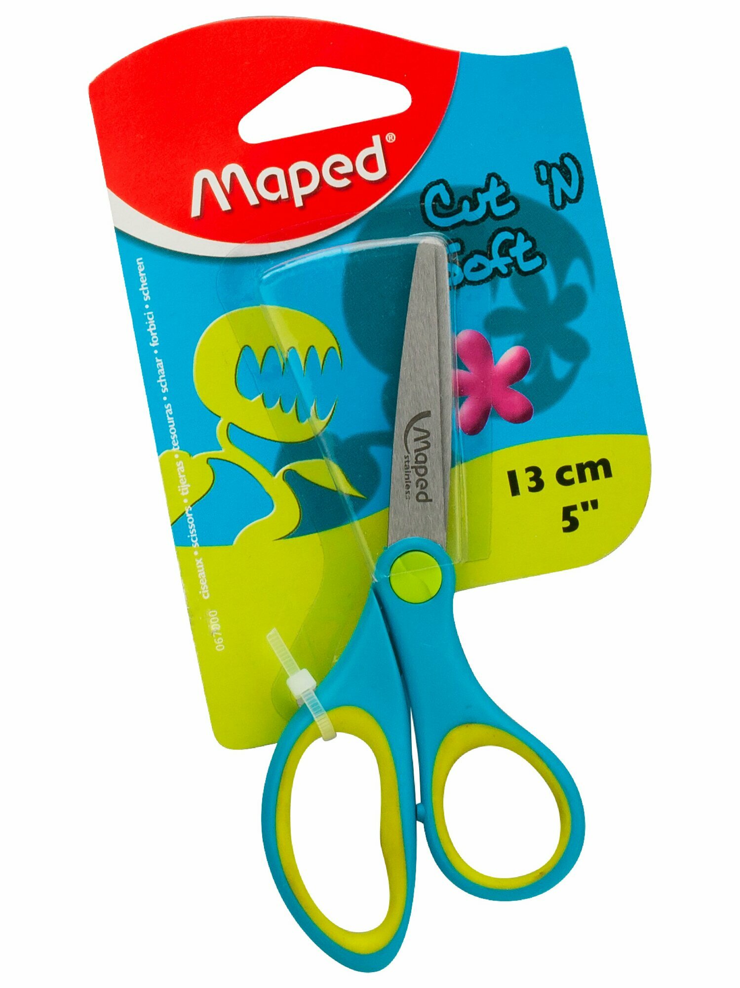 Ножницы MAPED 130 мм, в блистере, 2 цвета, ассорти, MP 067000 9