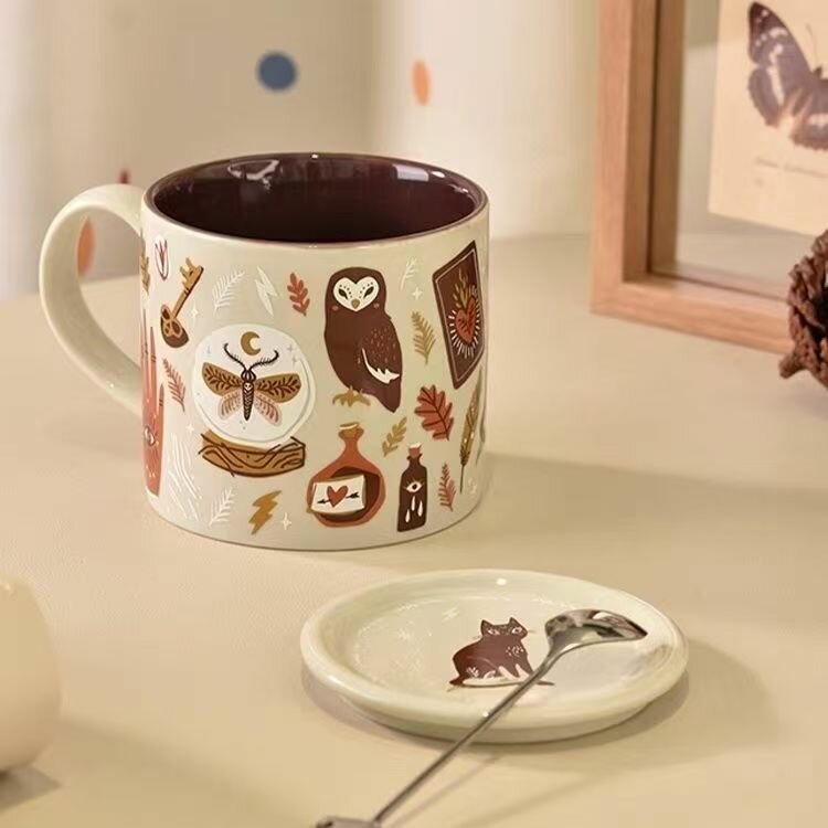 Керамическая чашка Ins с мультяшными героями 450 мл, Magic cat cup, 450ml