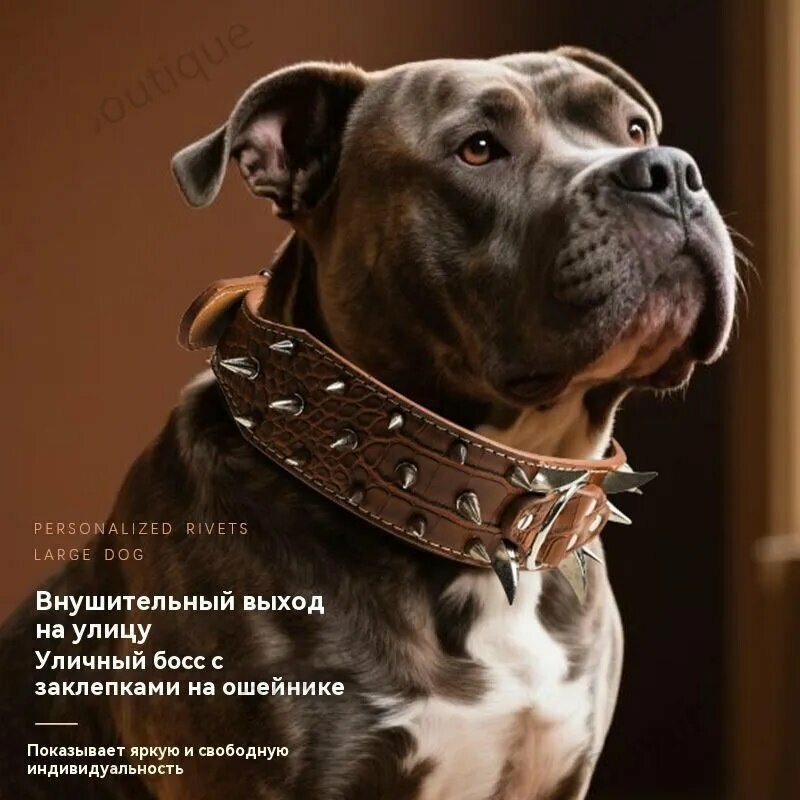 Армейский Ошейник с Шипами для Собак - Крокодиловая Кожа, Широкий Защитный Воротник от Укусов!