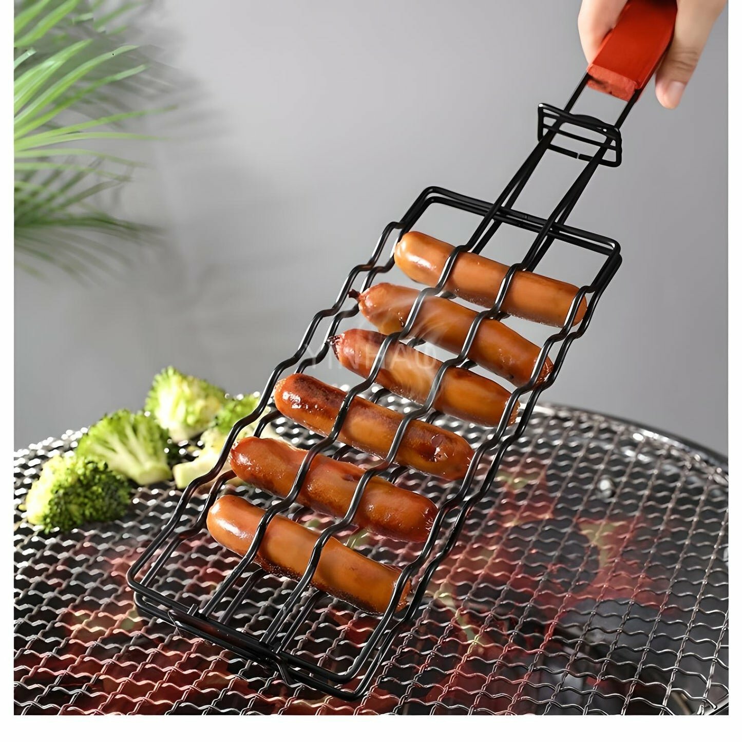 Решетка для сосисок для мангала и гриля, решетка гриль, антипригарное покрытие