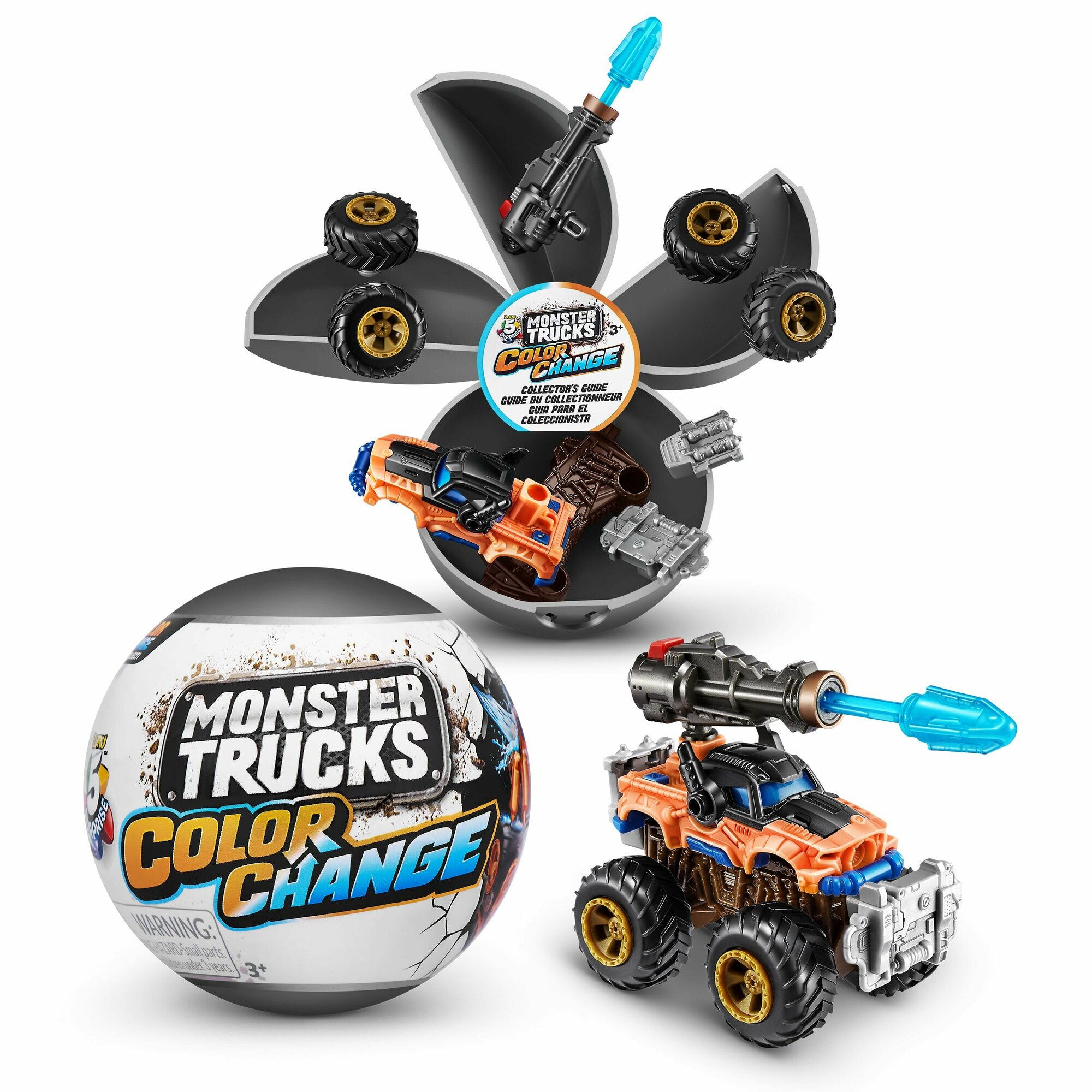 Игровой набор ZURU 5 surprise Monster Trucks Color Change 77422