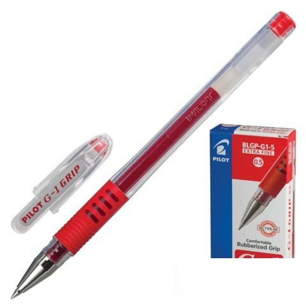 Ручка гелевая Pilot BLGP-G1-5 Grip (0.3мм, красный, резиновая манжетка) 6шт. (BLGP-G1-5-R)