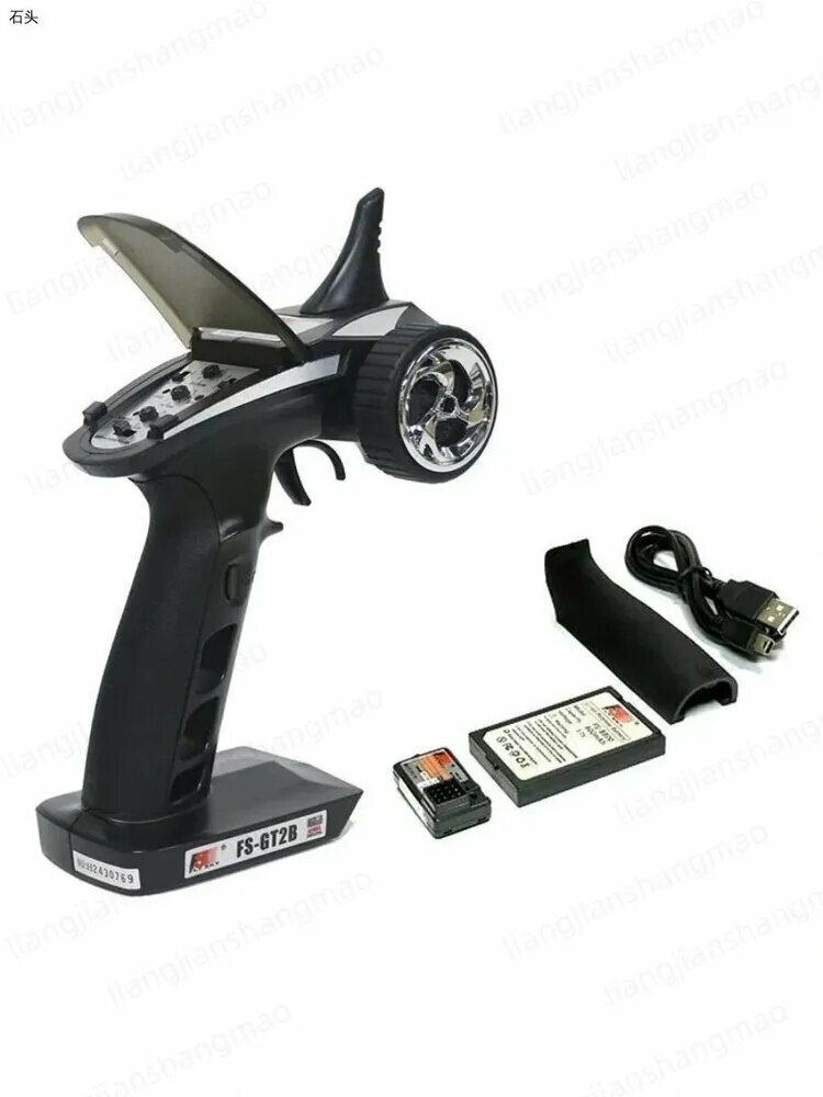 Радиоаппаратура FlySky GT2B (3 канала) с приемником GR3E (3 канала) (2.4гГц, АКБ 800мАч, USB зарядный кабель + резиновая накладка)