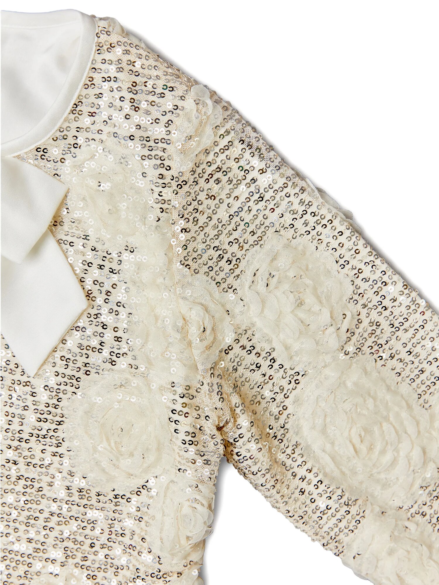 Пиджак BCBGMaxAzria Floral bow jacket, размер 14 лет, серебристый — фото 1