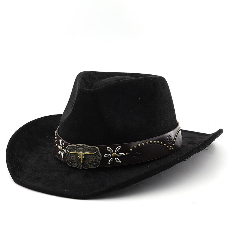 Городских образов JYL Ковбойская шляпа Мужская Американская западная верховая изогнутая кромка Фетр