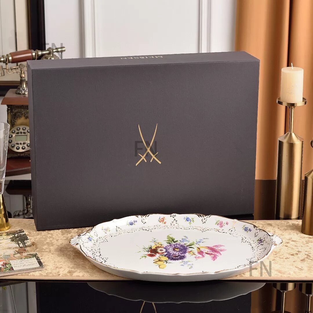 Большой чайный поднос из костяного фарфора с цветочным орнаментом, ручная работа, идеален для изысканных чайных