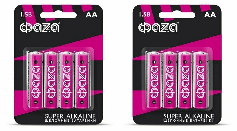 Батарейка ФАZА AA/LR6 Super Alkaline, в упаковке: 4 шт, 2 комплекта.