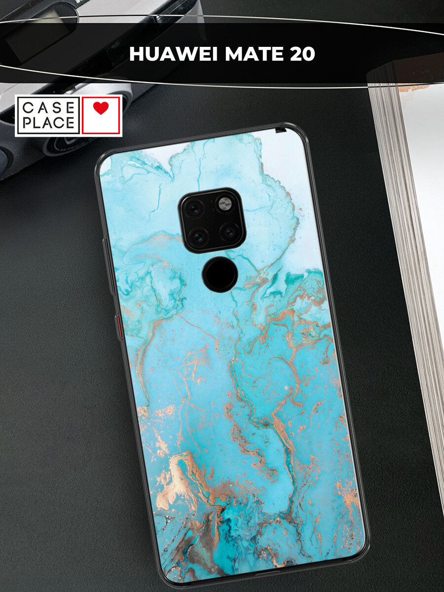 Чехол на Huawei Mate 20 / Хуавей Мате 20 с принтом Голубой мрамор рисунок