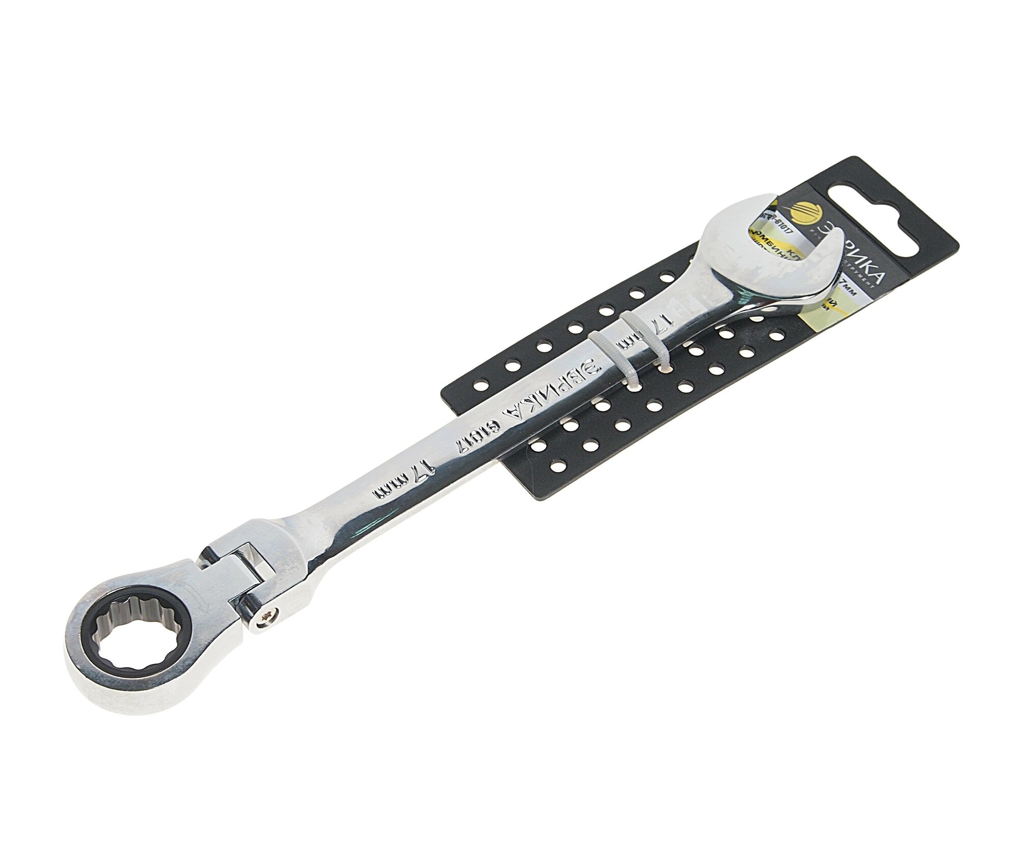 ER-61017H Ключ комбинированный 17мм ER-61017H трещоточный шарнирный (на держателе) эврика