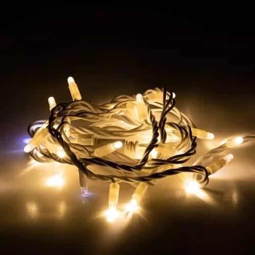 Гирлянда светодиодная "Нить" 3м 30LED тепл. бел. IP65 новогодняя провод бел. каучук (без шнура питания) Эра Б0056014