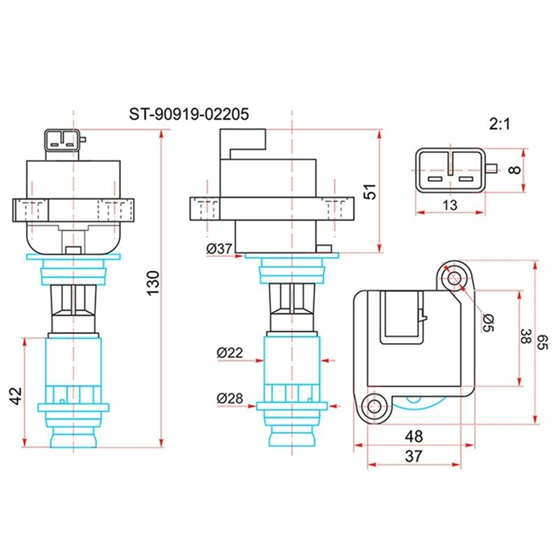 Катушка зажигания SAT ST-90919-02205 TOYOTA CHASER/CRESTA/SOARER/MARK II 91- 1-2JZGTE
