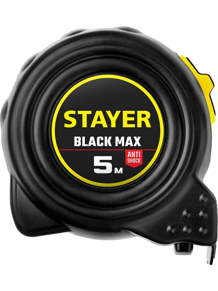 STAYER BlackMax, 5 м х 19 мм, рулетка с двумя фиксатора