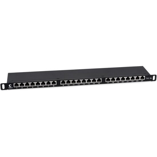 Патч-панель высокой плотности 19" (0,5U) Cabeus PLHD-24-Cat.6a-SH-Dual-0,5U