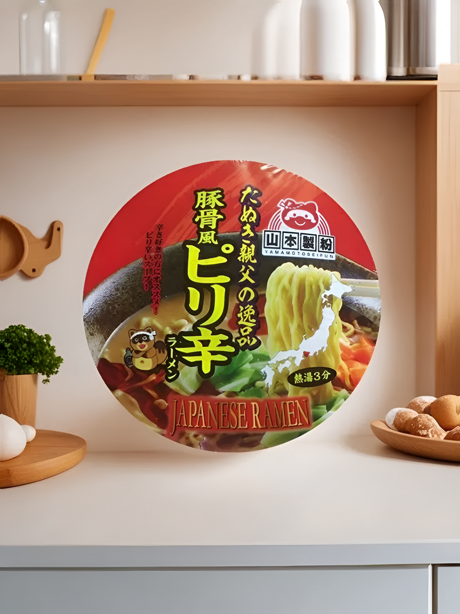 Лапша быстрого приготовления Yamamoto Seifun Рамэн на свином бульоне, острый, с красным перцем и чесноком 91 г, Япония