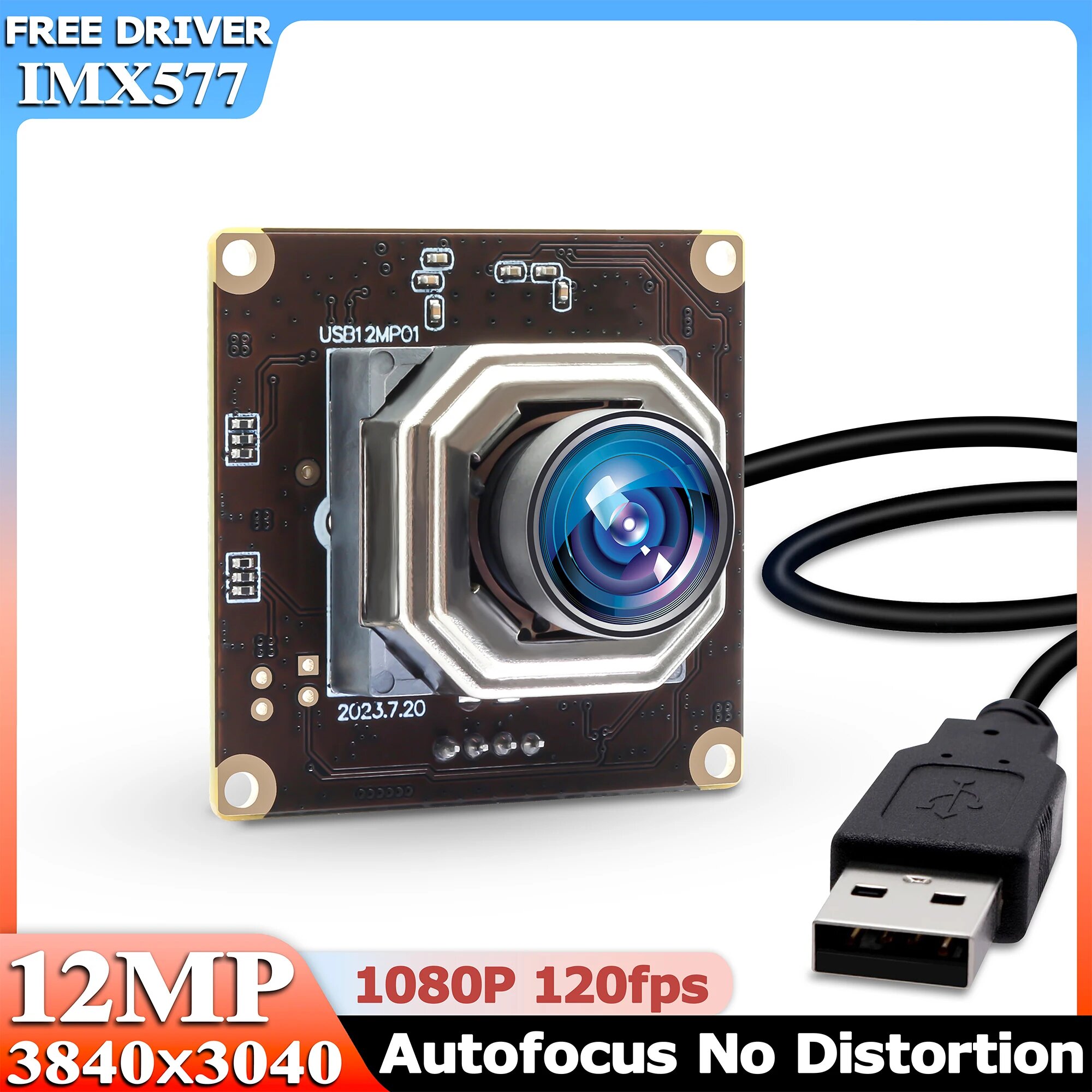 Промышленная USB-камера ELP 12МП 4К L16 (HFOV 23 degree)