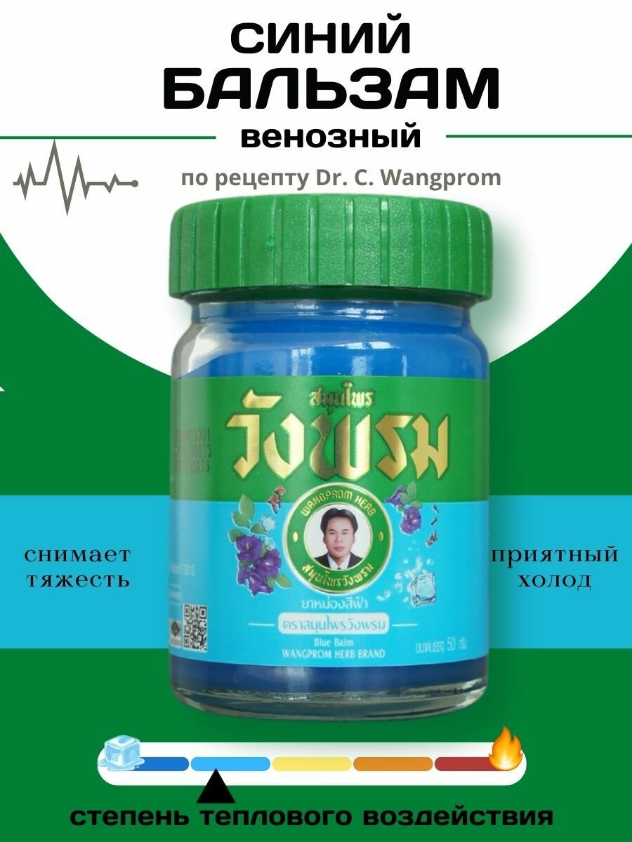 WangProm Тайский охлаждающий бальзам синий от варикоза венотоник 50 мл