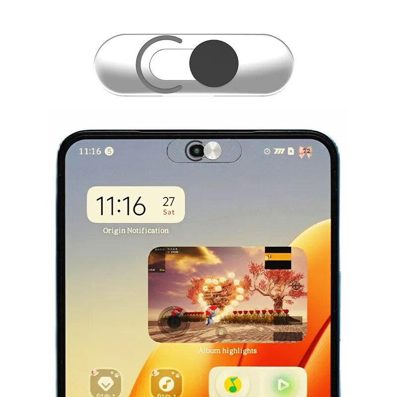 Слайдер-заглушка для фронтальной камеры смартфона Android с центральным расположением, 1 шт.