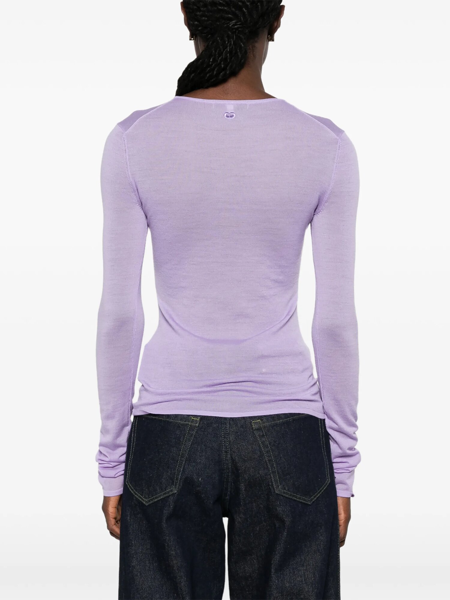 Топ MAJE Embroidered long-sleeve top, размер 38, фиолетовый — фото 1