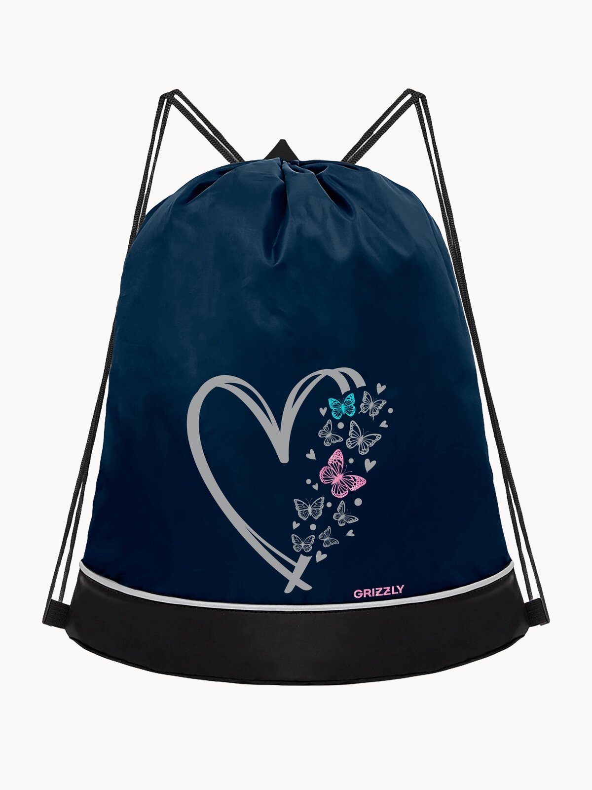 Мешок для обуви GRIZZLY с одним отделением, с боковым карманом, укрепленным дном, для школы, для девочки OM-50-114/2