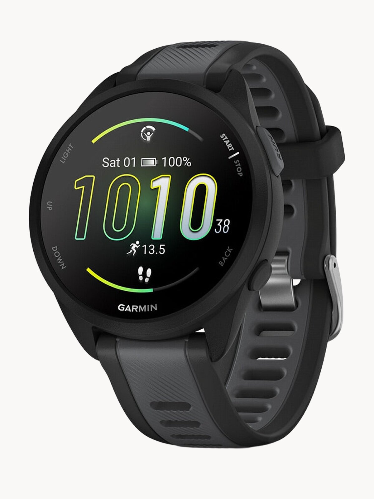 Смарт-часы Garmin Forerunner 165 Amoled, черный с серым ремешком