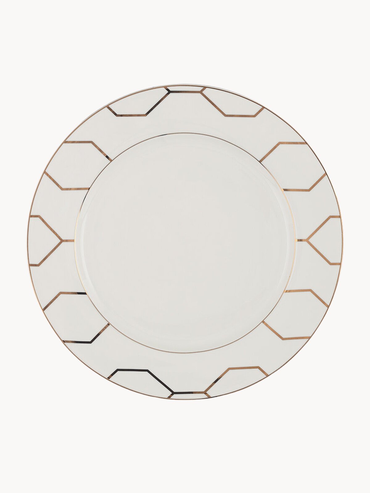 Тарелка обеденная NADOBA, серия MARI BELLA, 27 см, фарфоровая, белый/золотой, СВЧ, для сервировки, подарочная упаковка