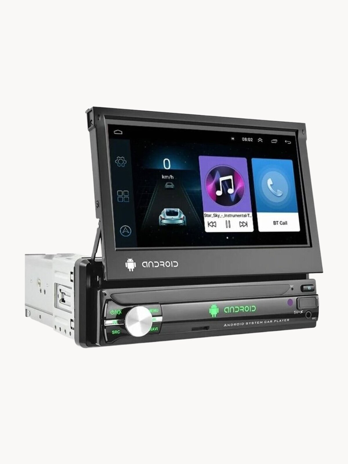 Автомагнитола 1din с Android 2х32 с выдвижным экраном 7" (Bluetooth, USB Wifi)