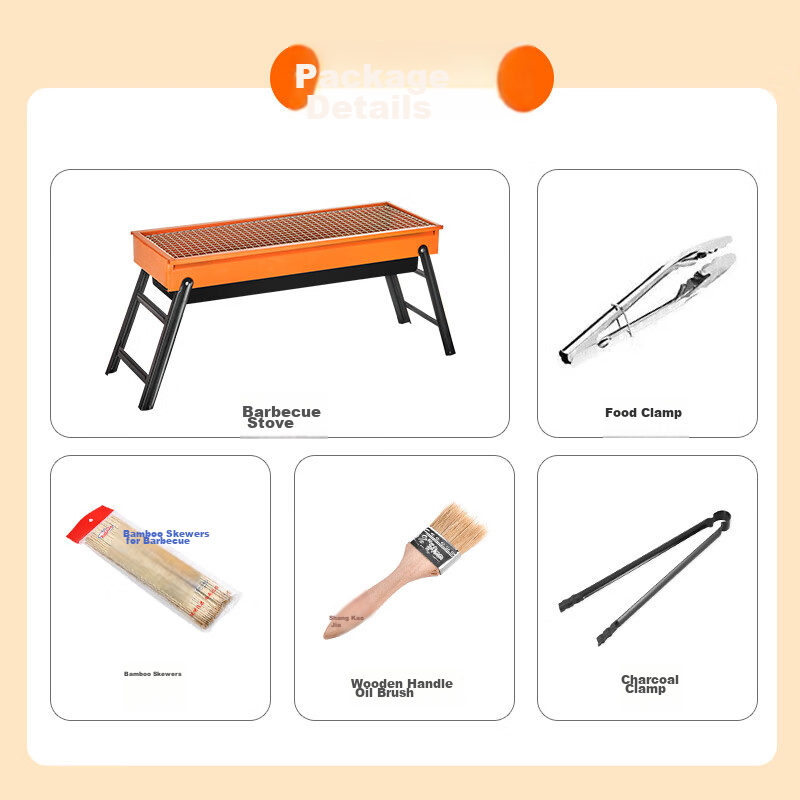 Suncojia Barbecue Grill, Outdoor Portable Charcoal Grill, Wood Charcoal Grill, Camping Barbecue Equipment Set