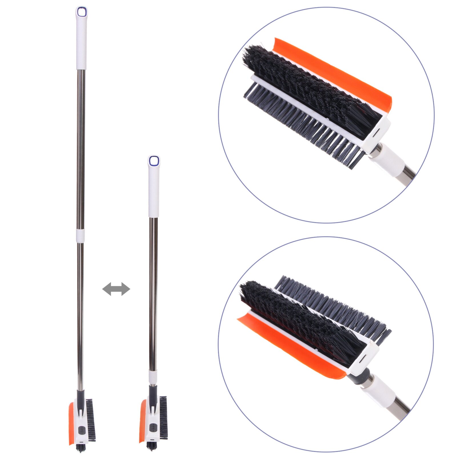 Щетка с водосгоном для стекол, пластик/металл, черно-оранжевая, телескопическая