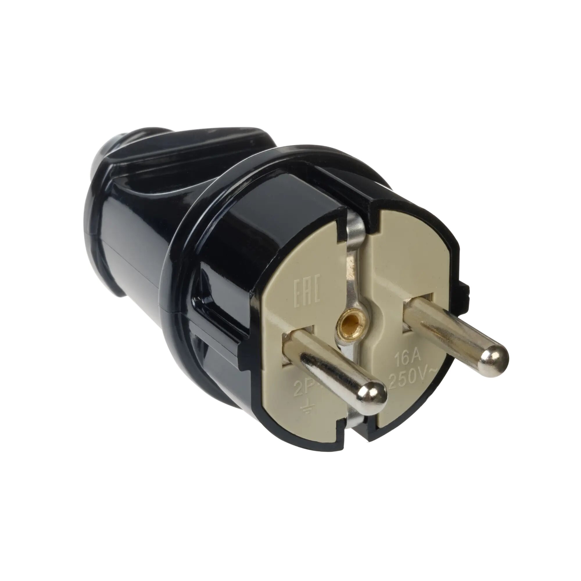Duwi вилка прямая 250 В с заземлением 16 А черного цвета для бытового применения