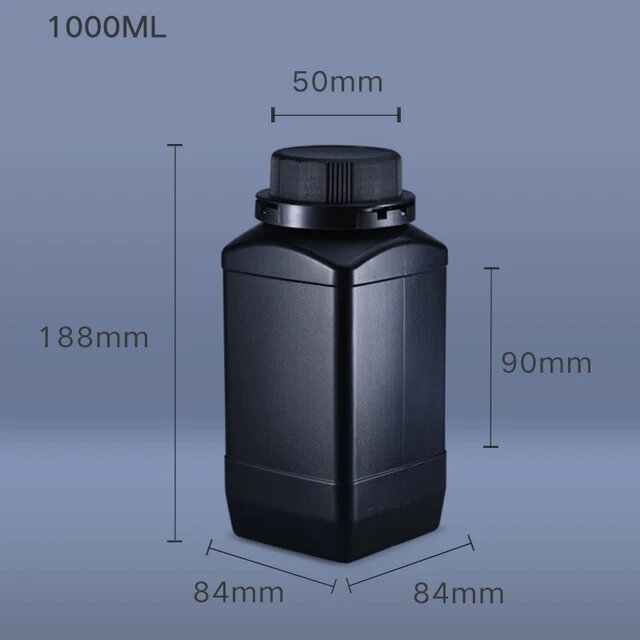 Пластиковая бутылка HDPE 250/500/1000 мл прозрачная Черный, 1000ML black