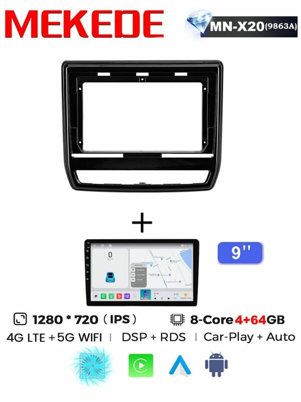 Магнитола 9" Mekede MN X20 Pro 4/64 Gb Mitsubishi ASX 1 2016-2023 Правый руль (B) carplay