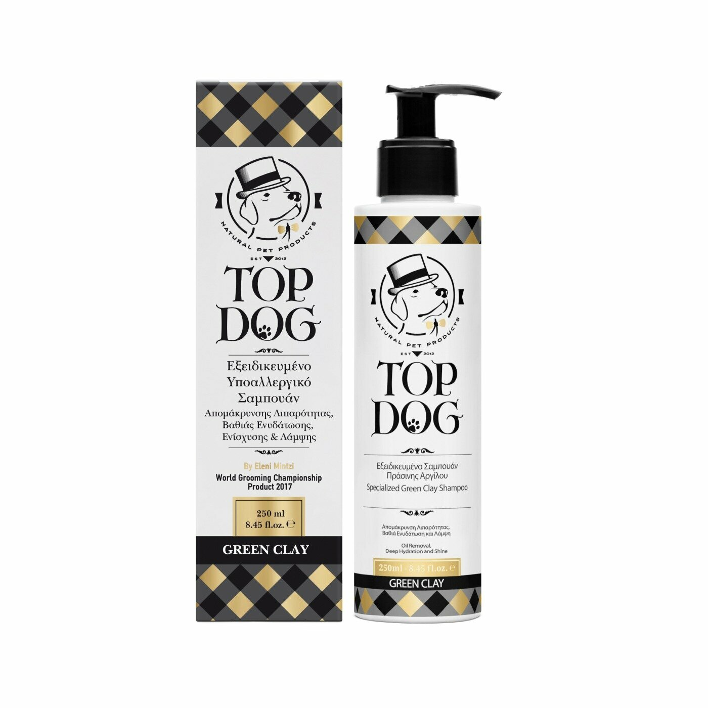 Шампунь для мытья собак TopDog Green Clay гипоаллергенный, 250 мл