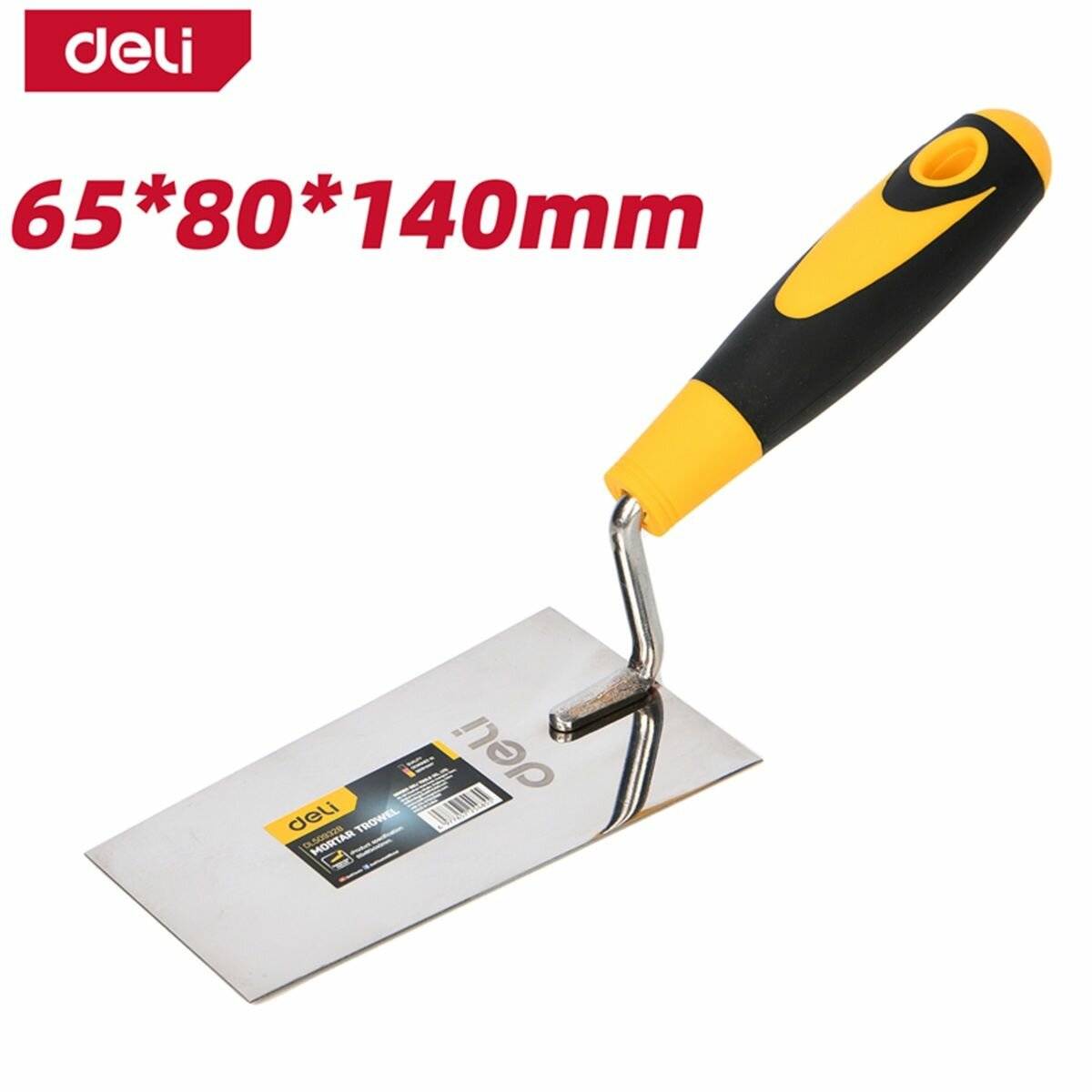 Кельма (мастерок) "трапеция" 65х80х140мм Deli DL509328 нержавеющая сталь, прорезиненная рукоятка