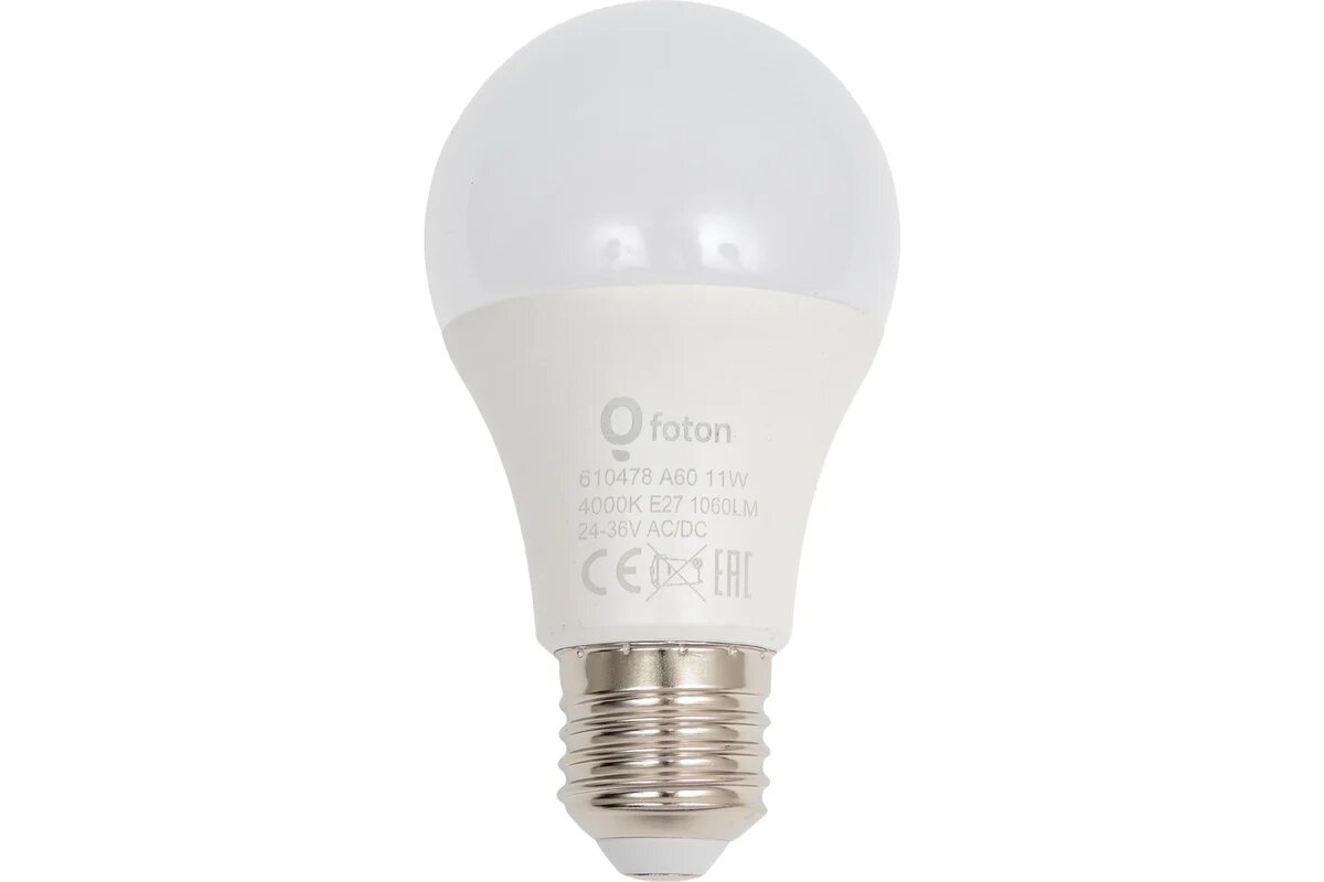 FOTON_LIGHTING FL-LED A60-MO 24-36V AC-DC 11W E27 4000K 1060 lm 610478 для интерьеров